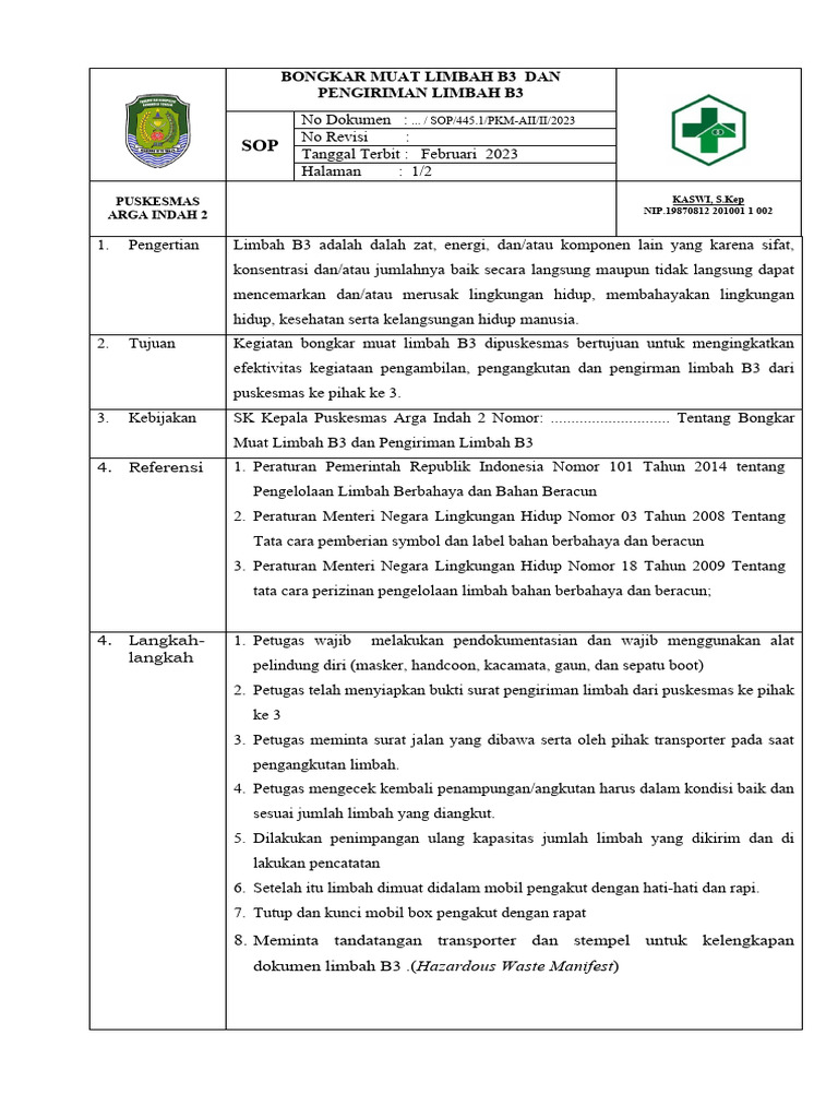 SOP BONGKAR MUAT DAN PENGIRIMAN LB3 | PDF