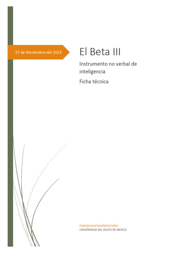 El BETA III Ficha Ttecnica | PDF | Inteligencia | Cociente de inteligencia