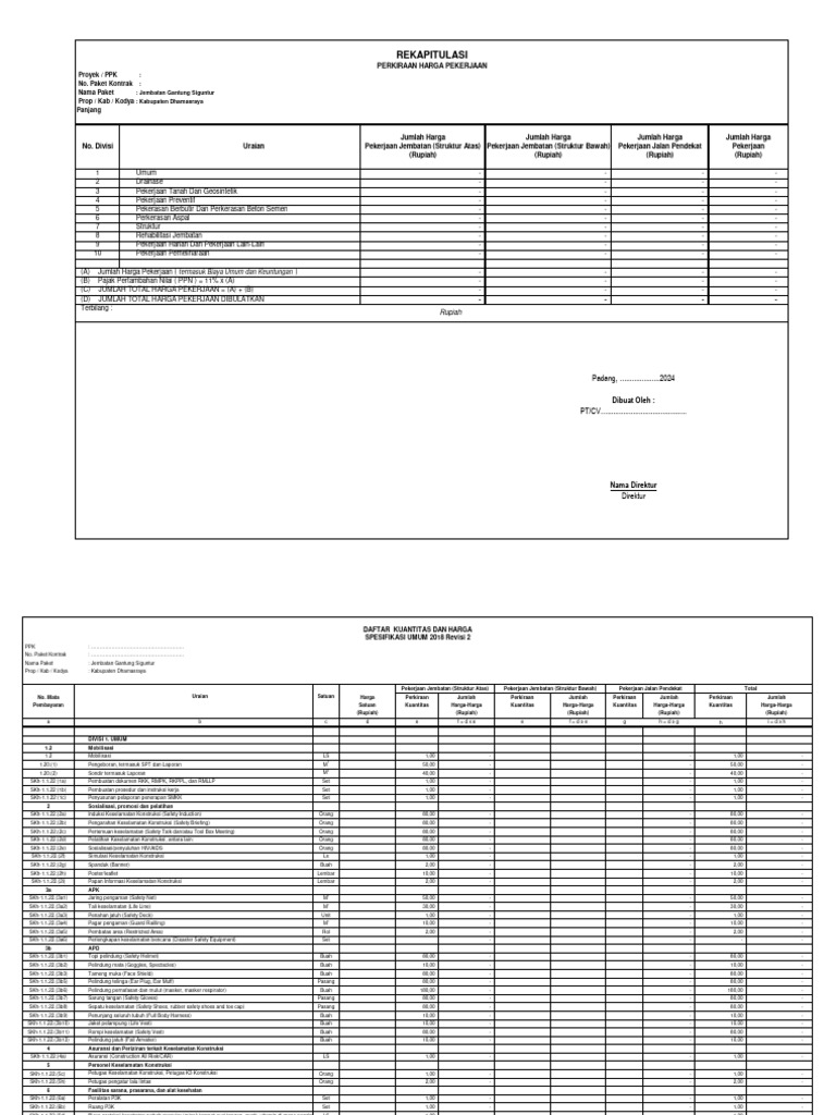 BOQ Kosong JG Siguntur Rev. | PDF