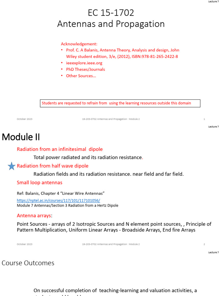 AP Lecture 7 | PDF | Antenna (Radio) | Waves