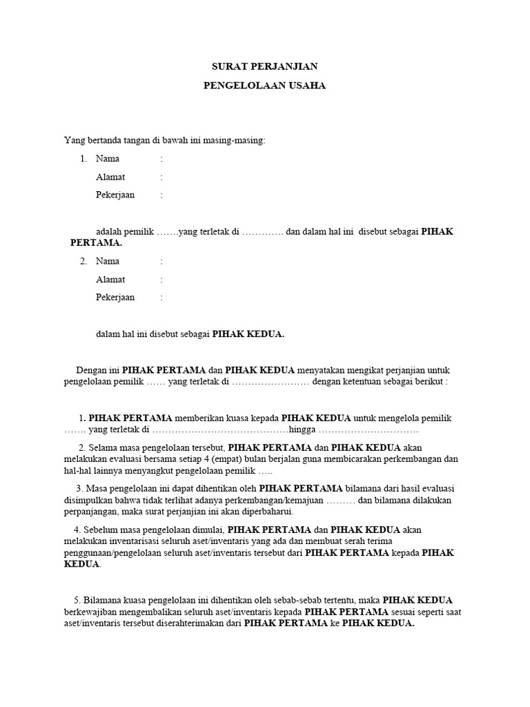 Form Surat Perjanjian | PDF | Pengelolaan Keuangan & Uang | Hukum