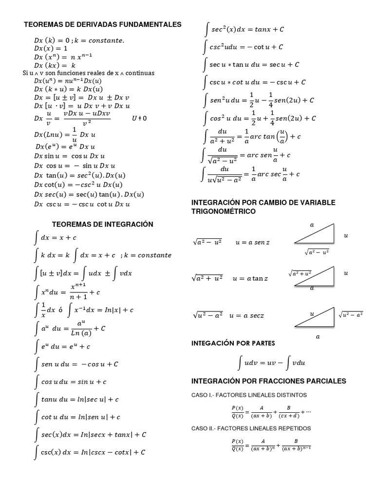 Formulario de Cálculo Integral | PDF | Integral | Matemáticas