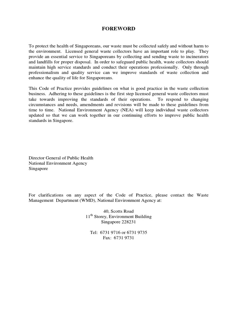 Code of Practice For Licensed General Waste Collectors | PDF | Waste ...