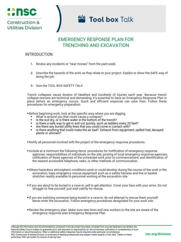 TT Emergency Response | PDF | Emergency | Trench