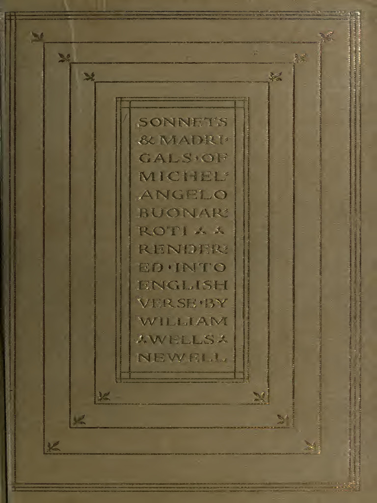 Sonnetsmadrigals 00 Michrich | PDF | Poetry | Michelangelo