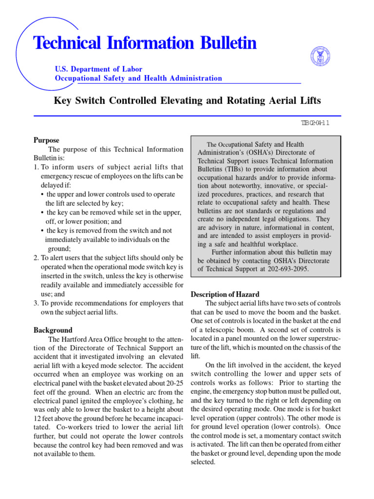 Technical Info On Aerial Lifts (Boom Lifts) - OSHA | PDF | Elevator ...