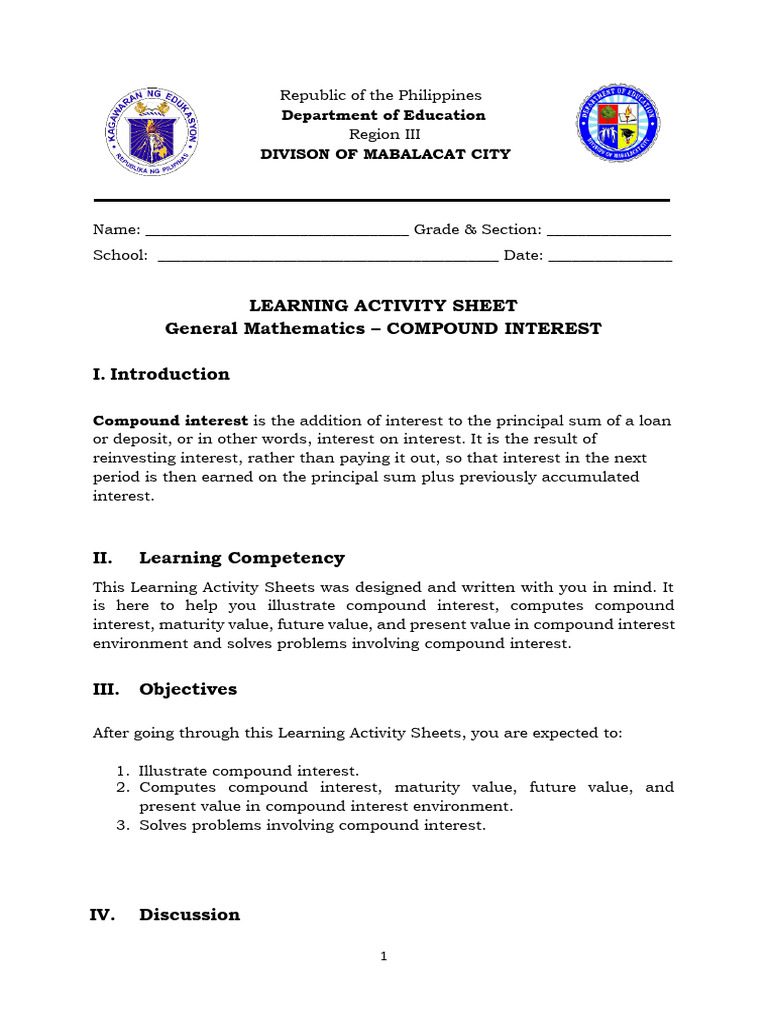 Gen - Math G11 Q2 Wk2 Compound-Interest | PDF | Compound Interest ...