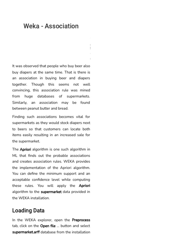 Weka - Association - Tutorialspoint | PDF | Computers