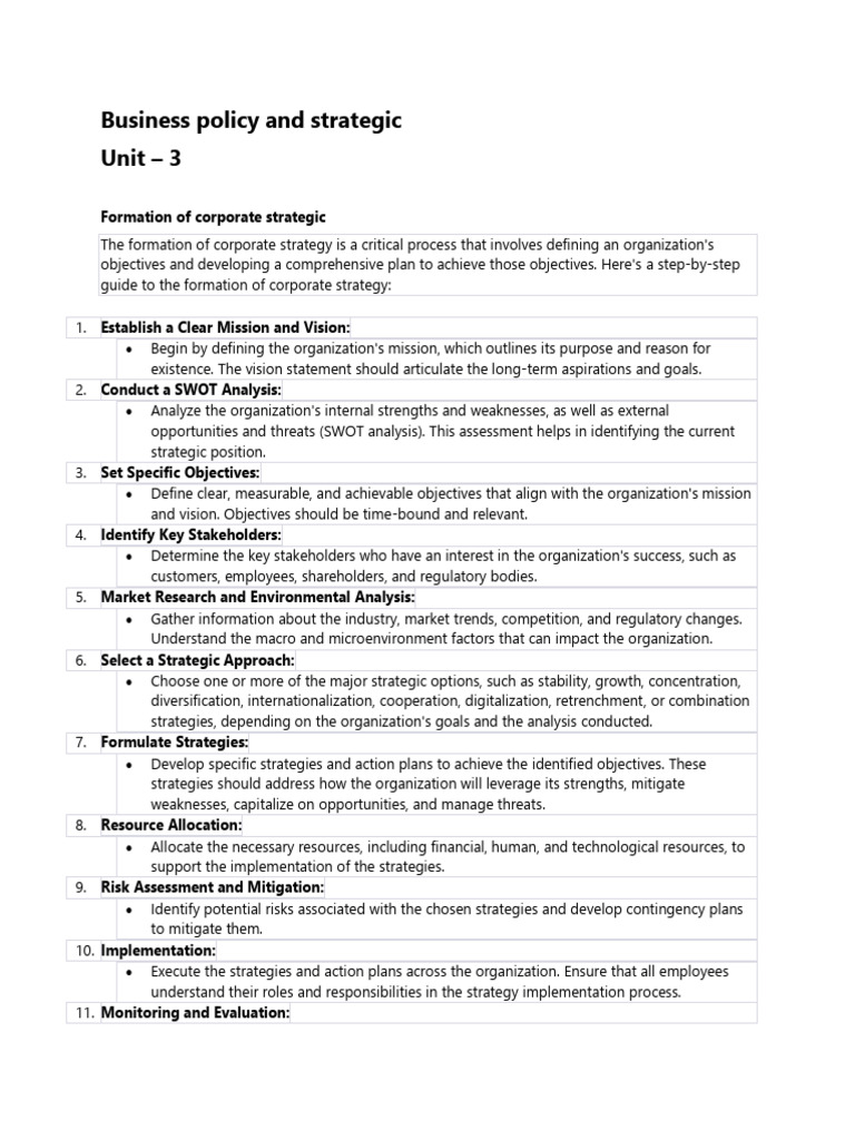 Corporate Strategy Formation Guide | PDF | Strategic Management ...