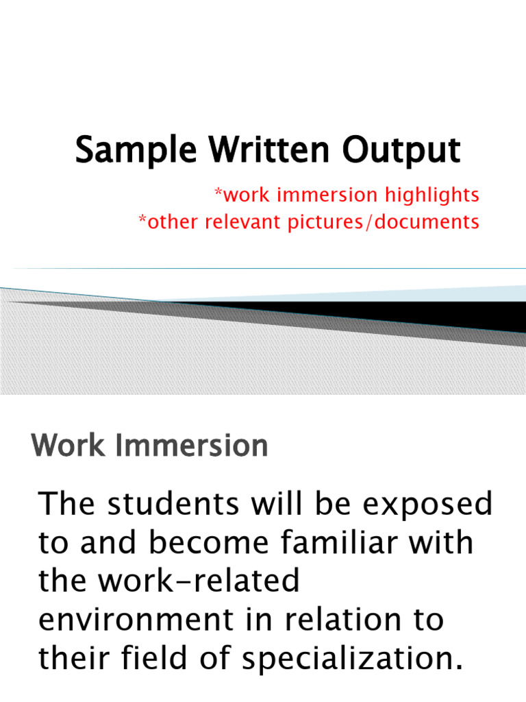 Sample Written Output For Work Immersion | Download Free PDF | Essays ...