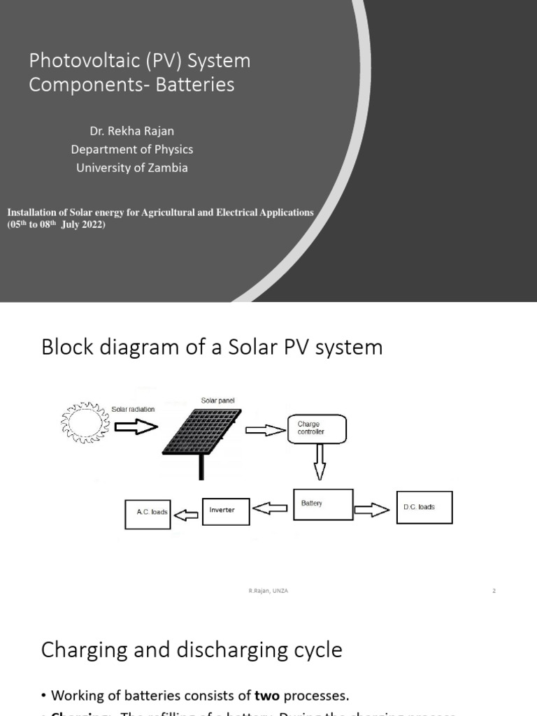 Components of Solar PV Systems-Batteries | PDF | Rechargeable Battery ...