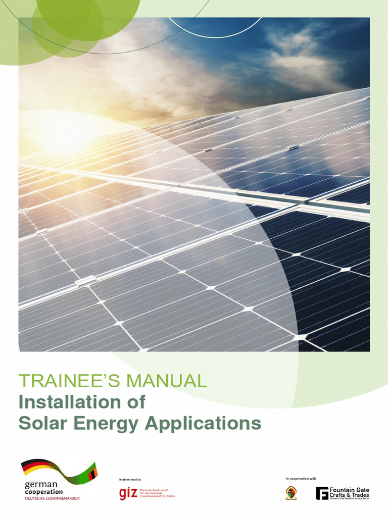 Trainee Manual - Solar Energy Applications | PDF | Drill | Personal ...