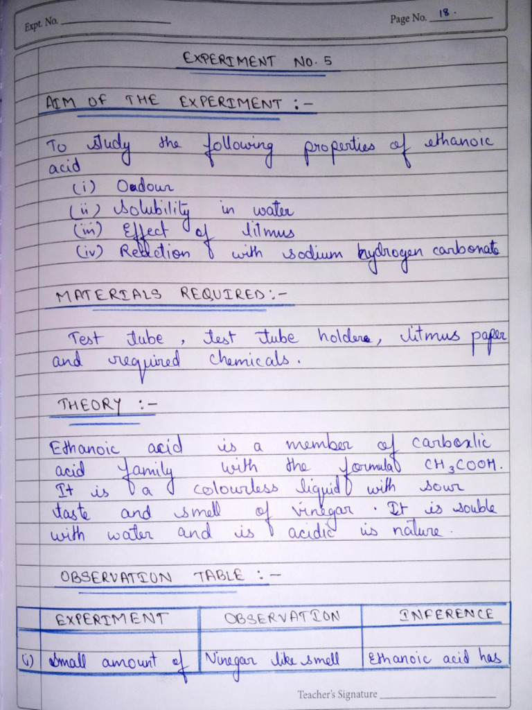 Chemistry Experiment No. 05 | PDF