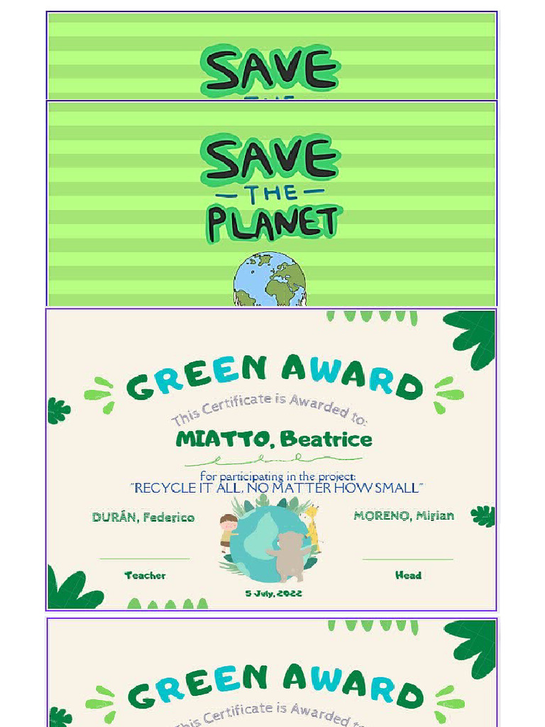 CERTIFICATES PROTECT THE ENVIRONMENT | PDF