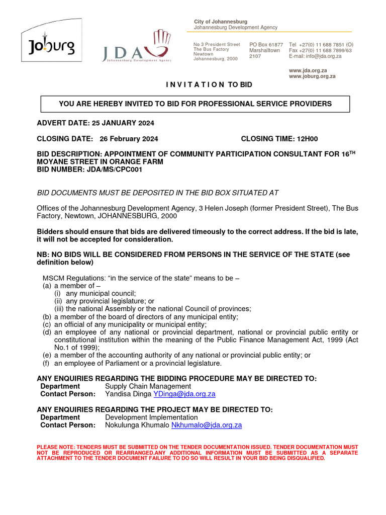 RFP CPC - 2024 16th Moyane Street | PDF | Consultant | Request For Proposal