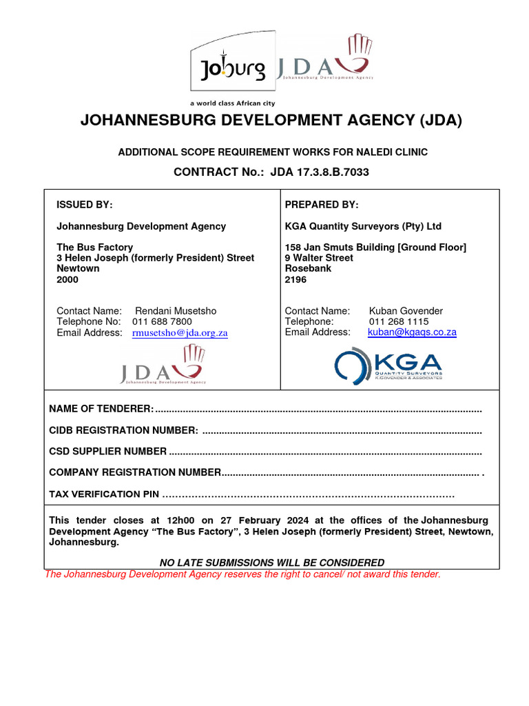 Naledi Additional Scope Tender - Complete Document rev2_Issued | PDF | Procurement | Employment