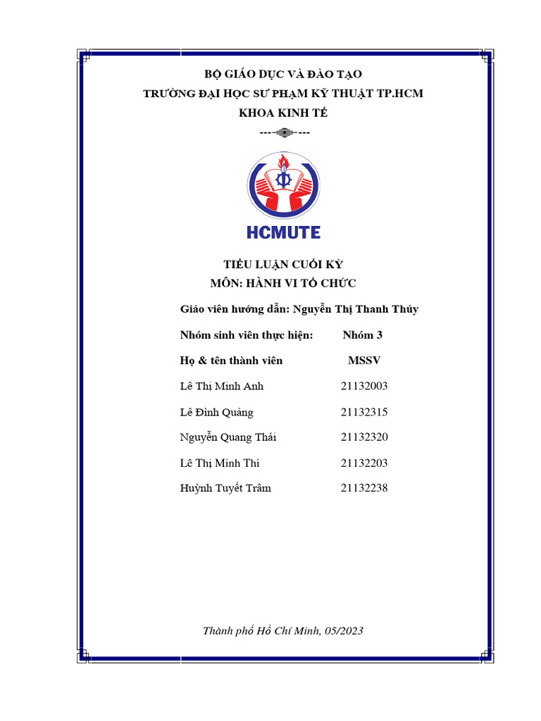 TIỂU LUẬN HVTC - MOOC - 08 - NHÓM 3 | PDF