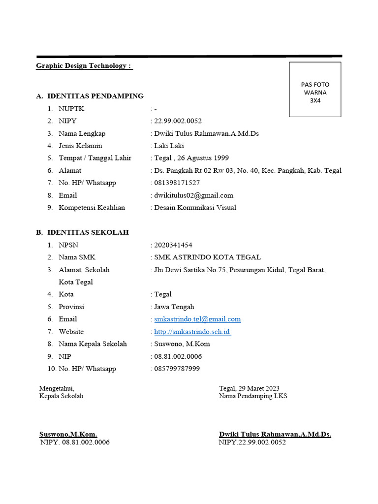 Biodata Pendamping 2023 | PDF