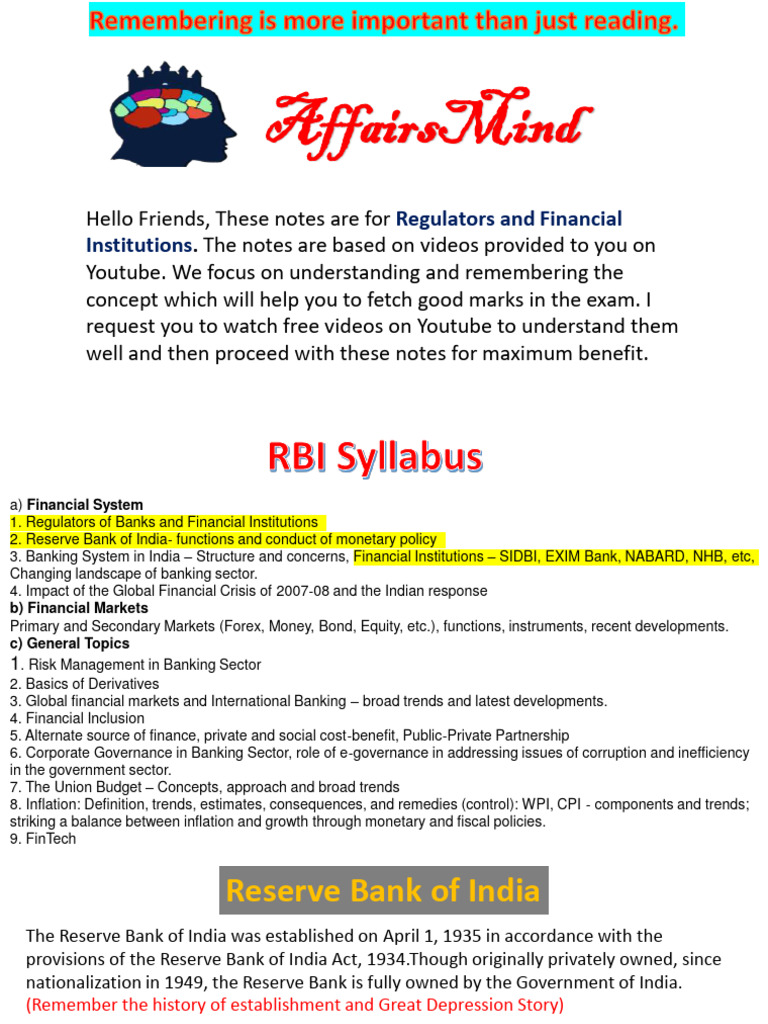 Finance Rbi Affairsmind | PDF | Reserve Bank Of India | Banks