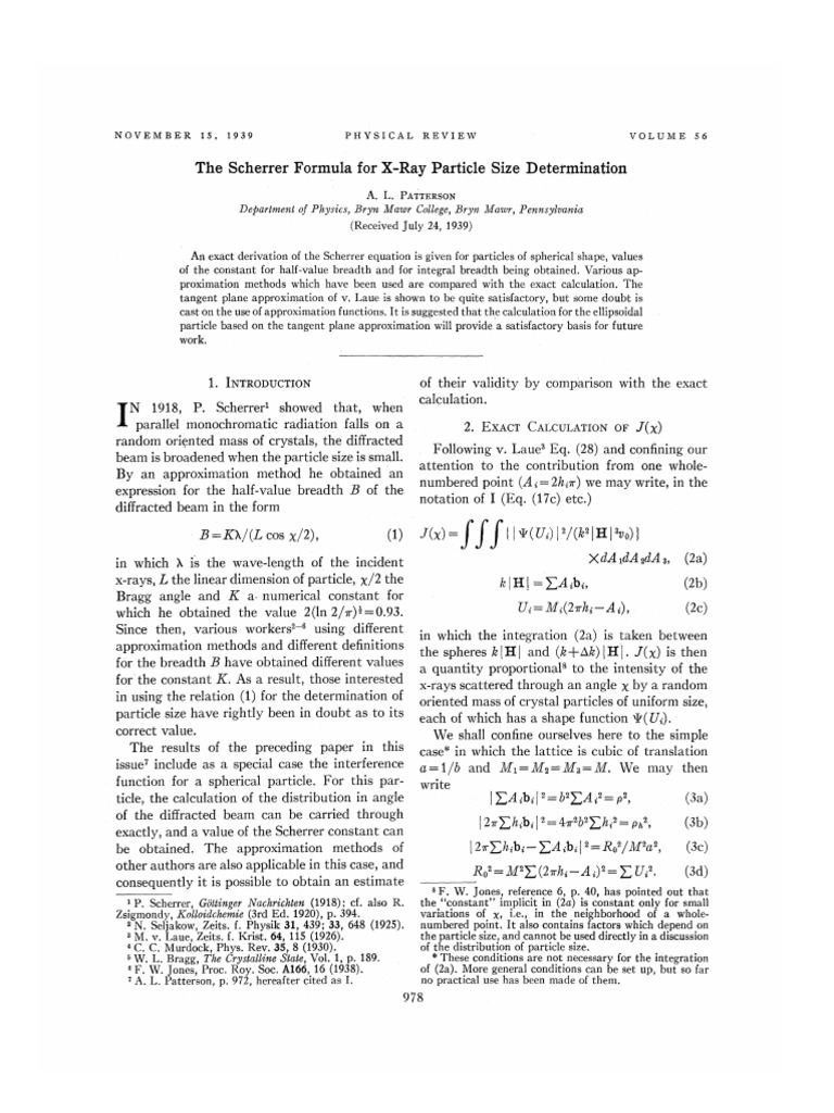 Scherrer Formula | PDF
