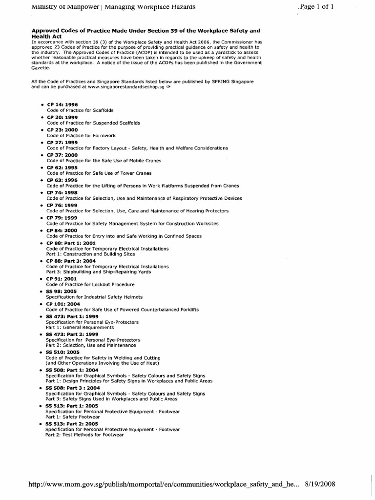 Approved CPs Under WSH Act '08 | PDF | Occupational Safety And Health ...