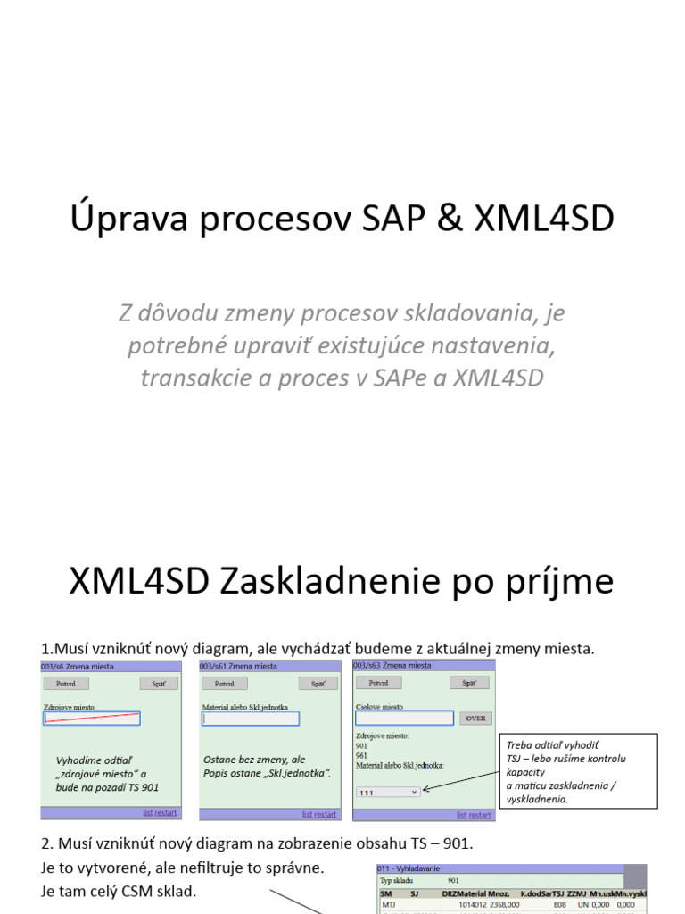 Úprava Procesov SAP & XML4SD | PDF