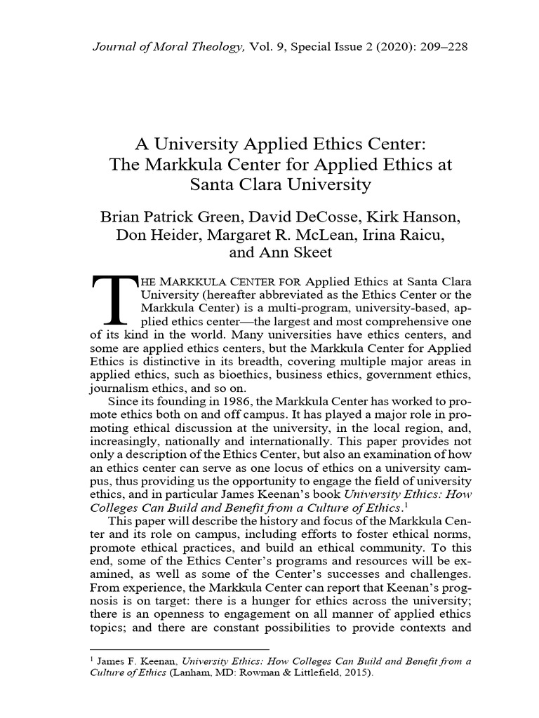 A University Applied Ethics Center The Markkula Center For Applied ...