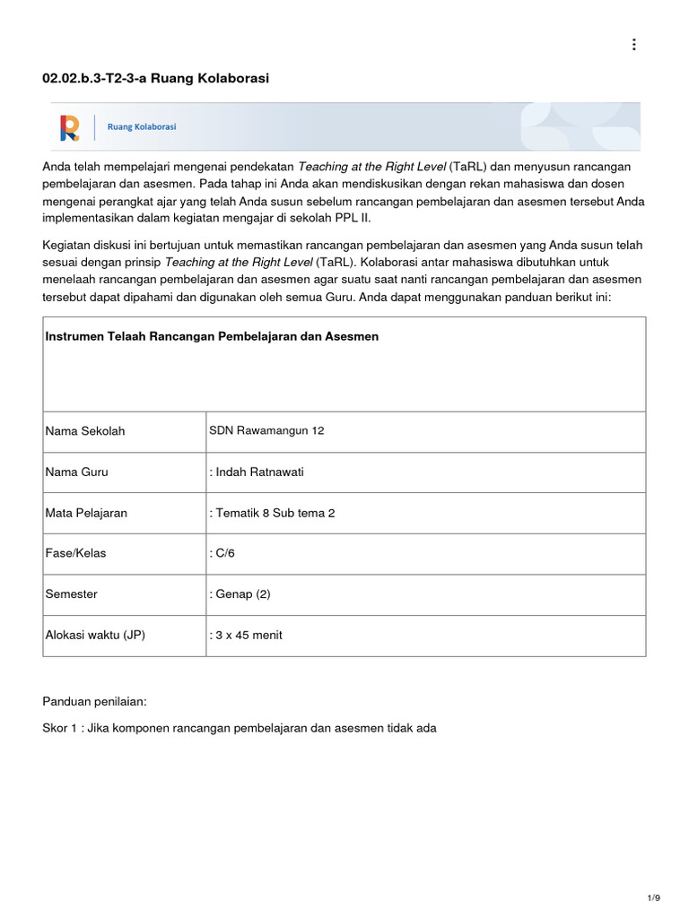 02.02.b.3-T2-3-A Ruang Kolaborasi Asessmen | PDF