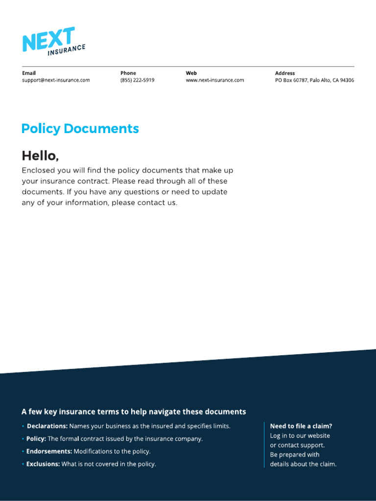 Nxttjb1g4t 01 GL Policy 0000 | Download Free PDF | Liability Insurance ...