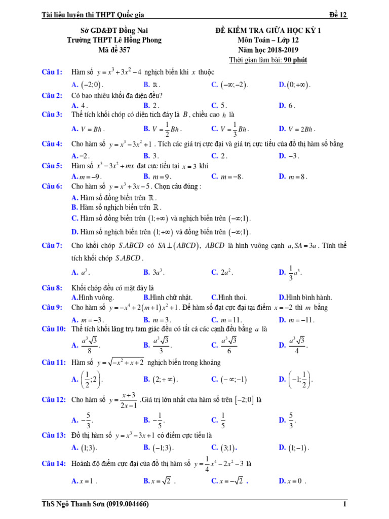 012 - Lê H NG Phong Đ NG Nai - GK1 1819 - HS | PDF