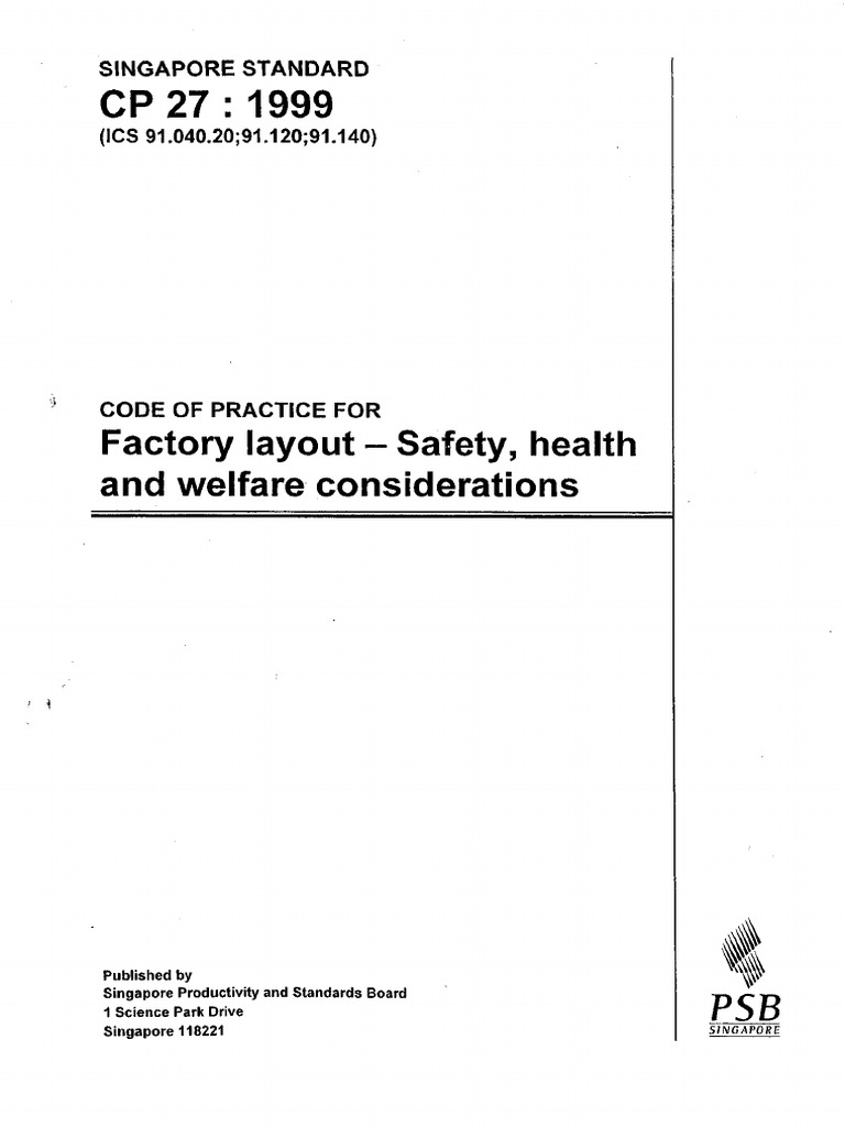 CP 27 1999 Code of Practice For Factory Layout - Safety, Health and ...