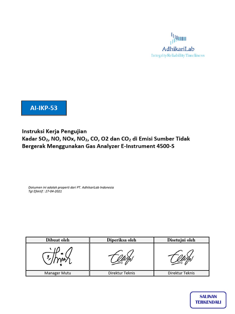 Pengujian Emisi Gas dengan E-Instrument 4500-S | PDF | Sains ...