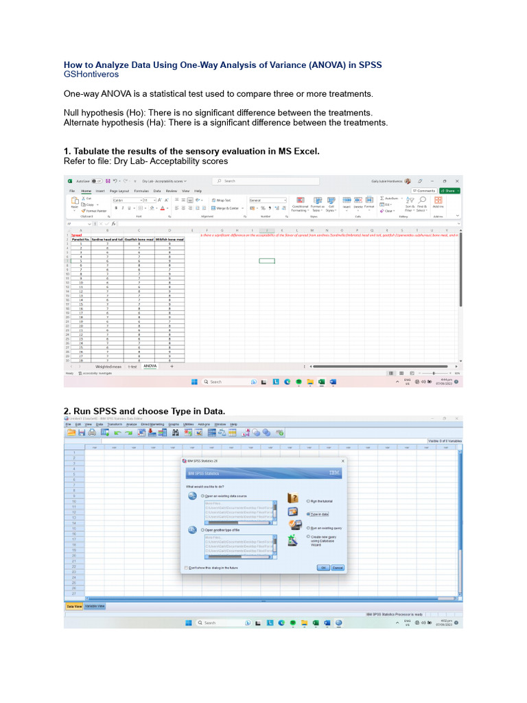 How To Analyze Data Using ANOVA in SPSS | PDF | Analysis Of Variance ...