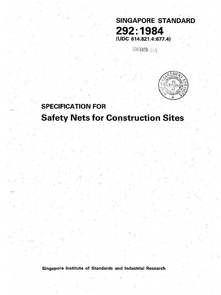 SS 292 Safety Nets For Construction Sites (1984) | PDF