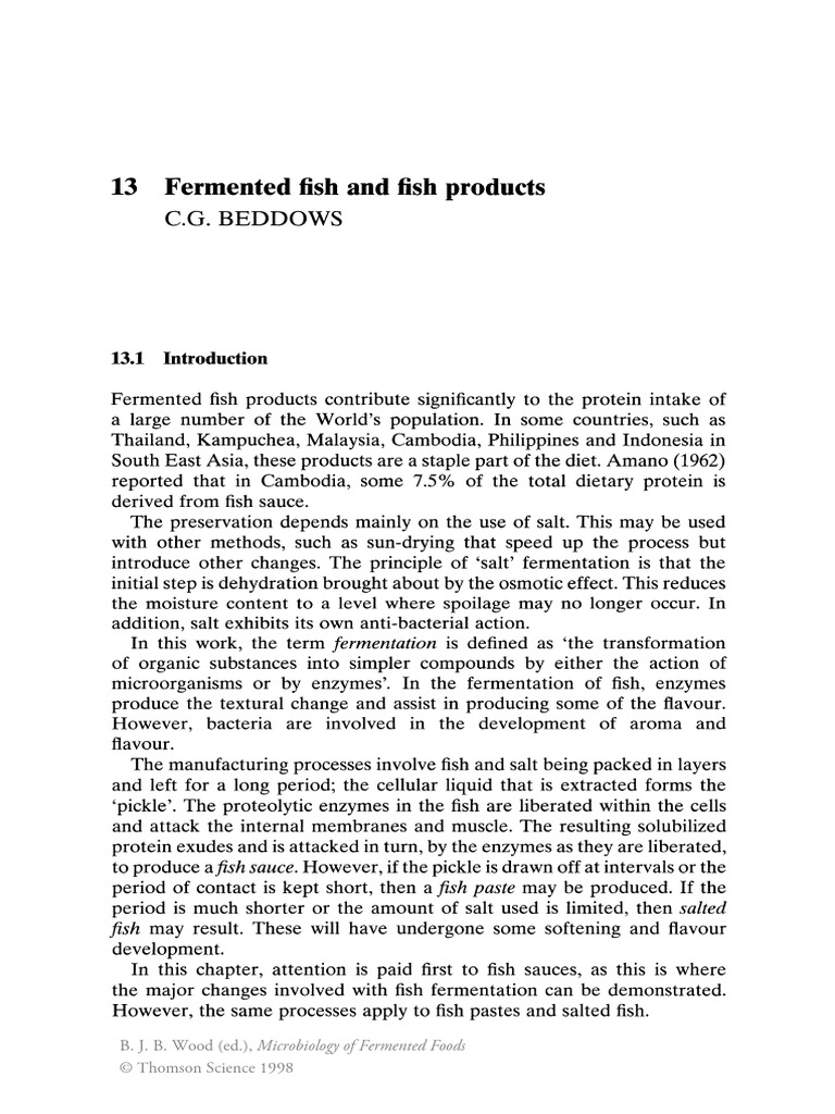 Beddows, C.G. 1998. Fermented Fish and Fish Products. Microbiology of Fermented Foods, 416-440 ...