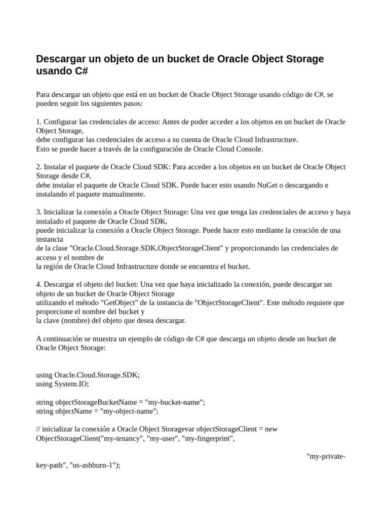 Oracle Buckets Con C Sharp | PDF | C Sharp (lenguaje de programación ... Oracle Buckets Con C Sharp | PDF | C Sharp (lenguaje de programación ...