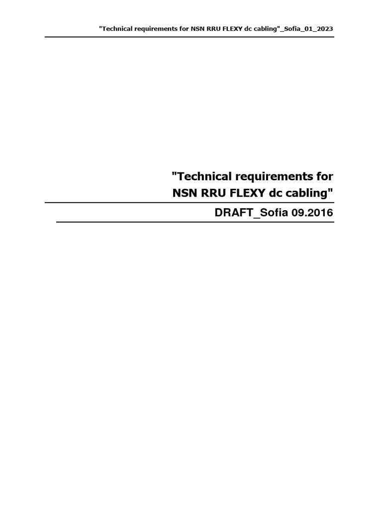 Technical Requirements For NSN RRU FLEXY DC Cabling - Sofia - 01 - 2023 | PDF