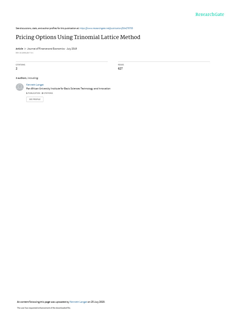Pricing Options Using Trinomial Lattice Method | PDF | Option (Finance) | Black–Scholes Model