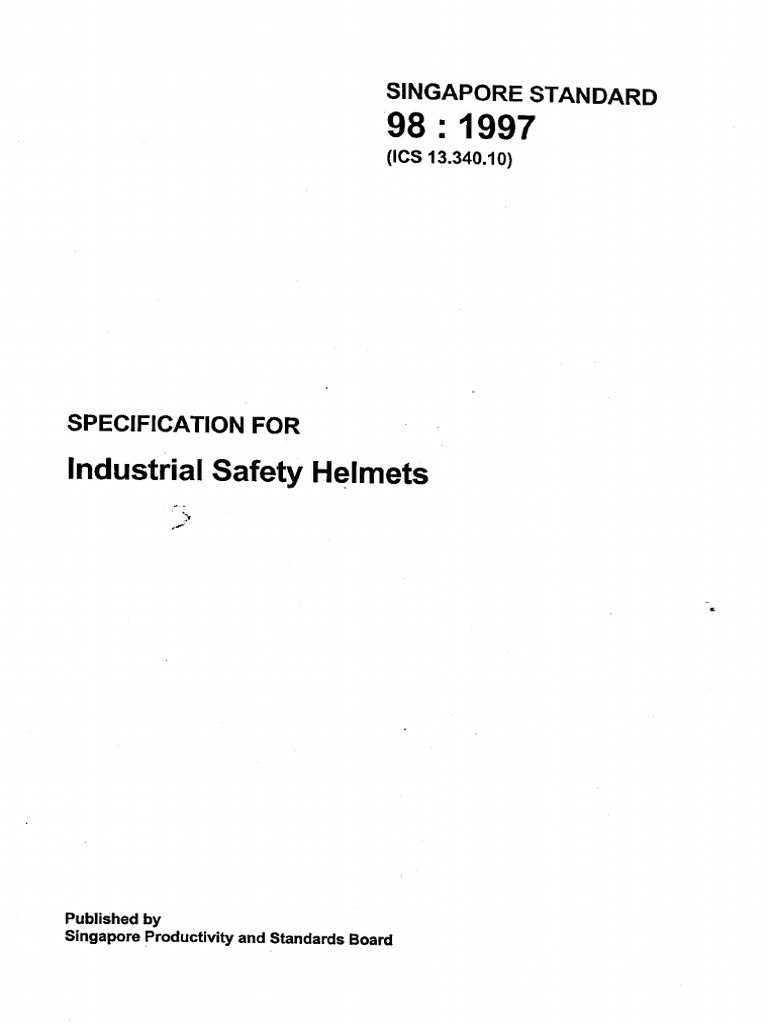 SS 98 1997 Industrial Safety Helmet | PDF SS 98 1997 Industrial Safety Helmet | PDF
