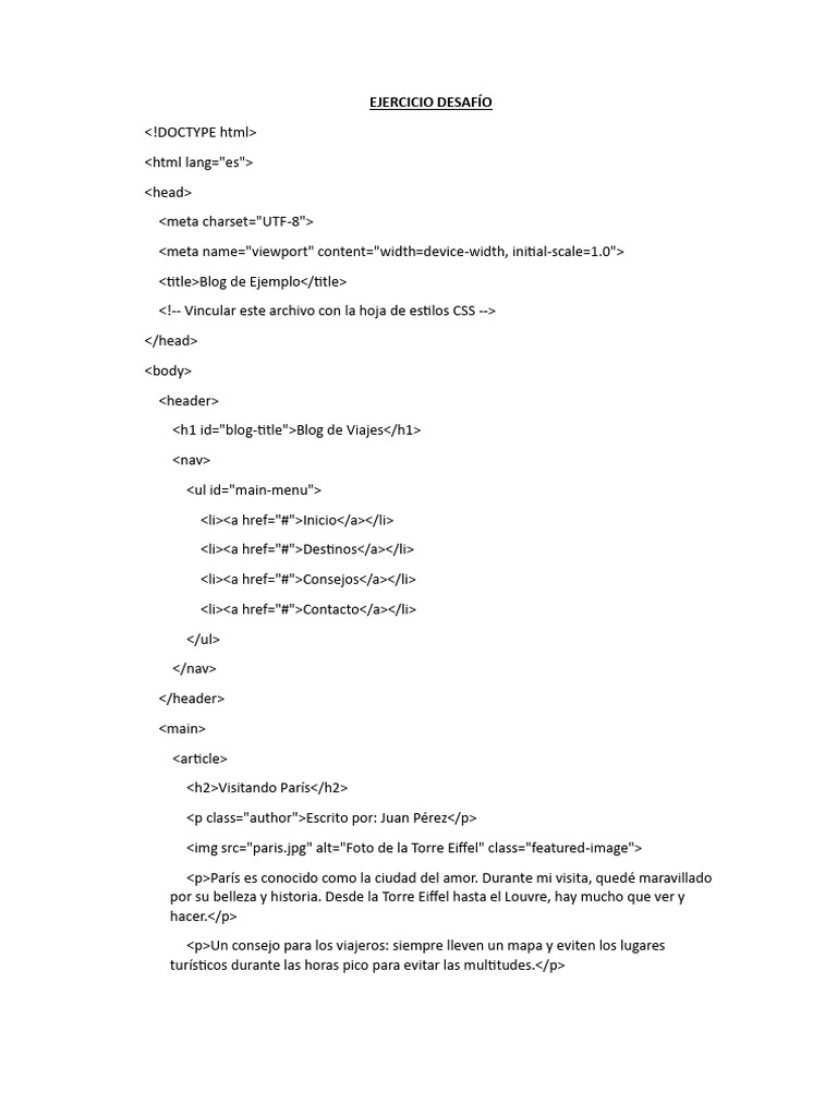 Ejercicio Desafío HTML Css | PDF | Color