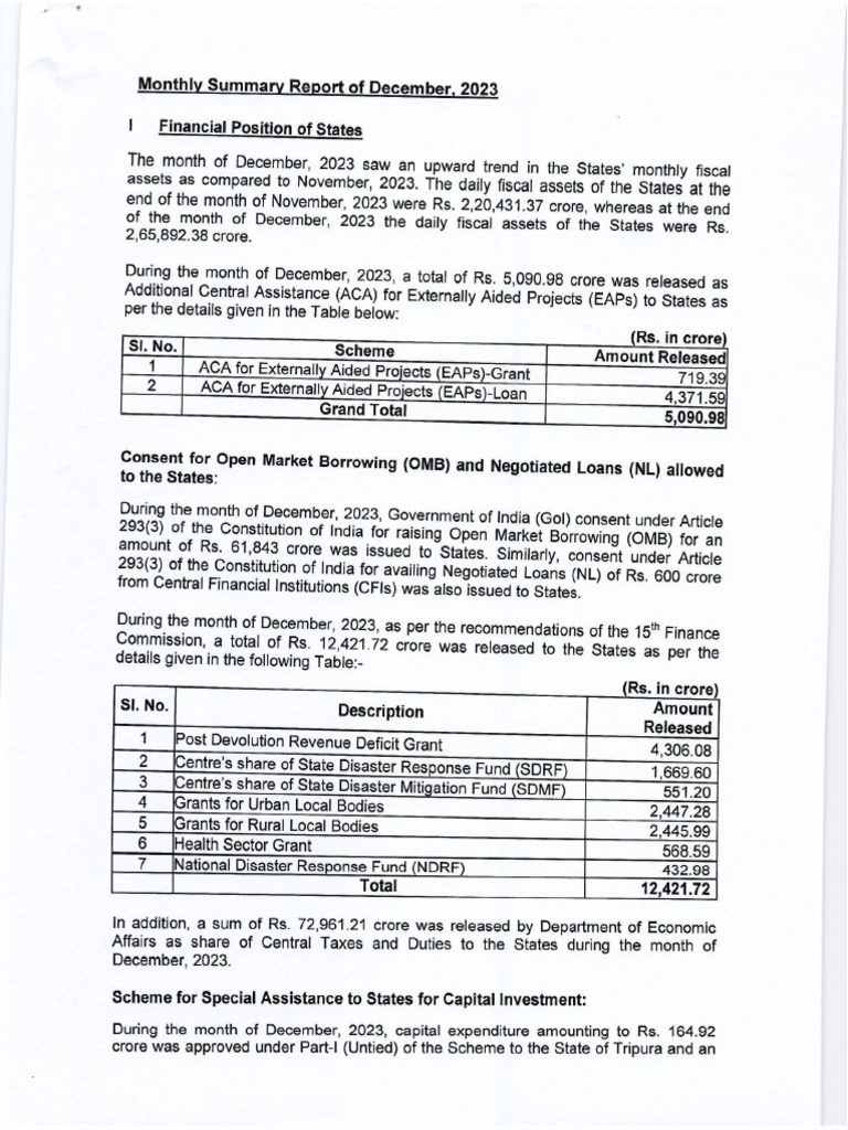 Monthly Summary Report of DoE For The Month of December, 2023 | PDF