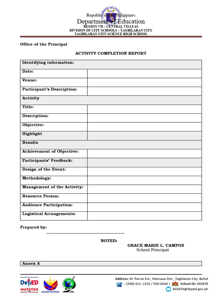 TCSHS Activity Completion Report | PDF | Philippines