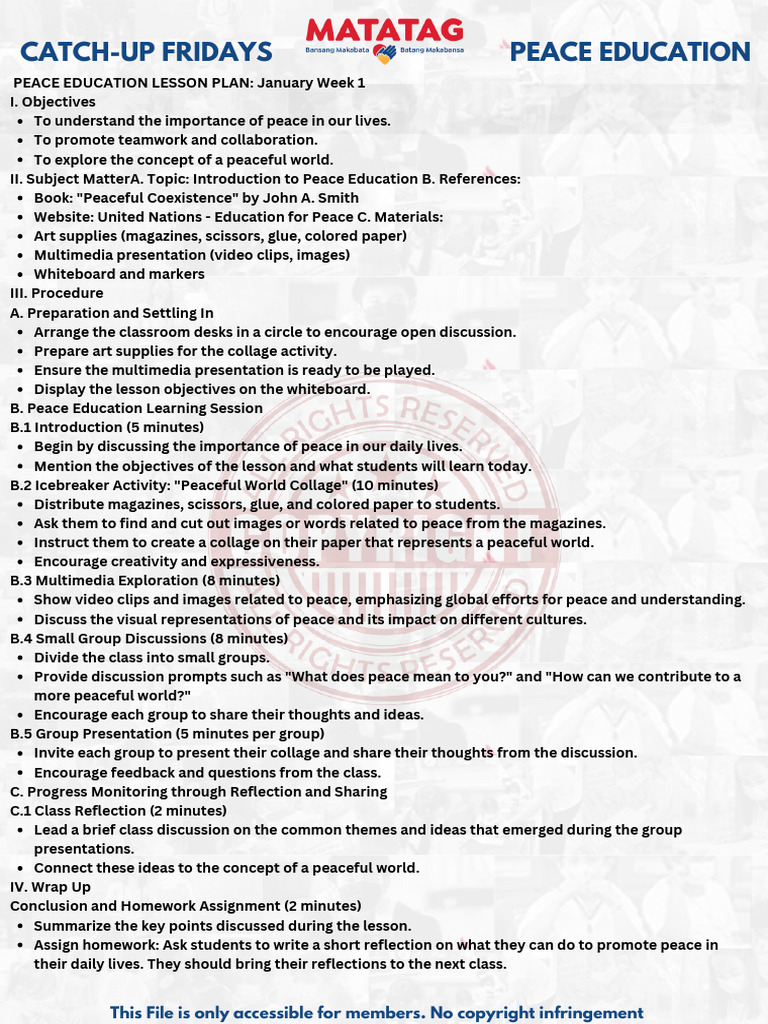 Peace Education Grade 11 | PDF | Lesson Plan | Empathy