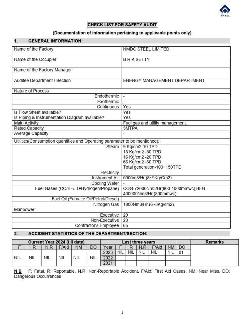 Checklist For Safety Audit | PDF | Pipeline Transport | Personal ...