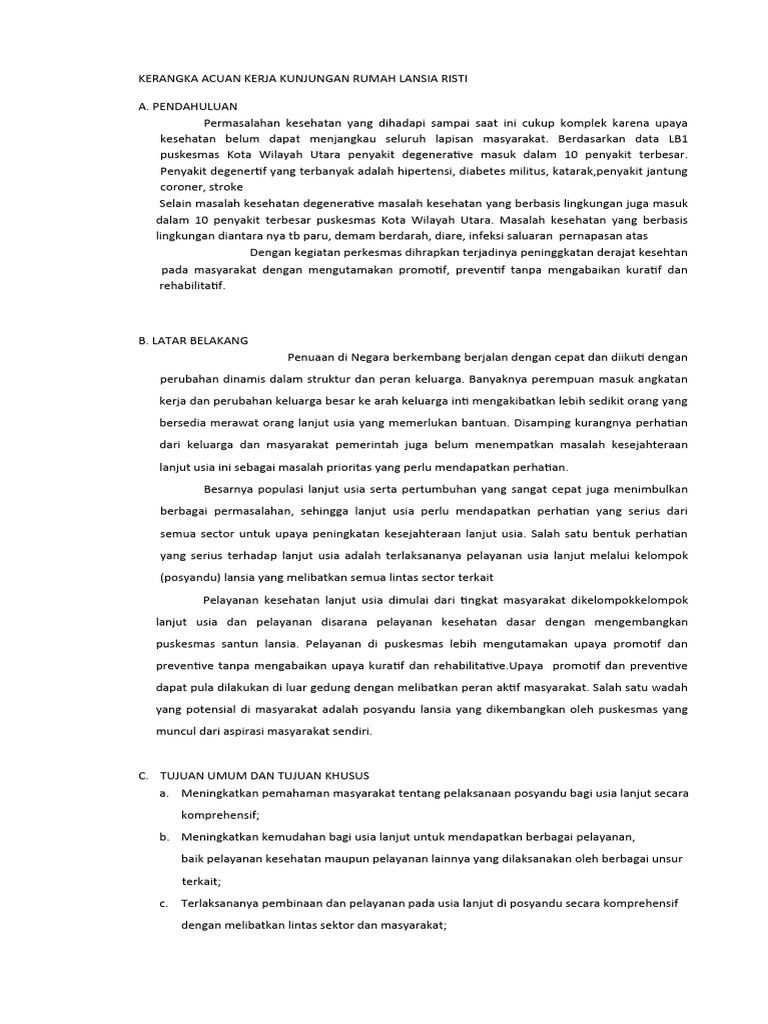 KAK Lansia Risti | PDF | Kesehatan Holistik
