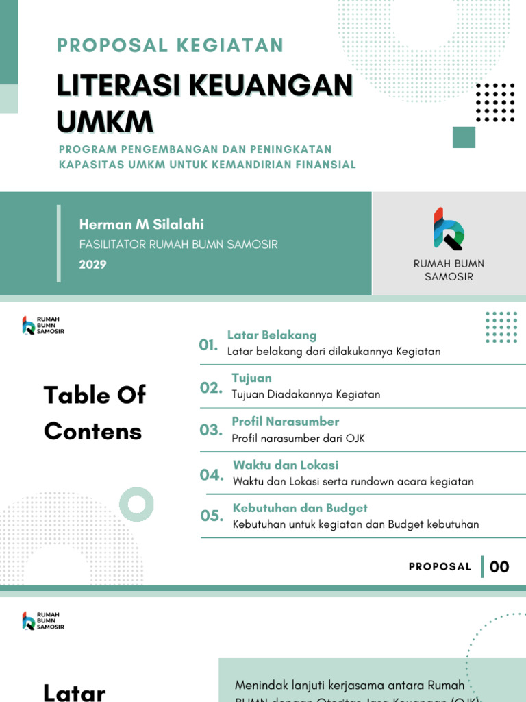 Proposal Program Literasi Keuangan UMKM | PDF