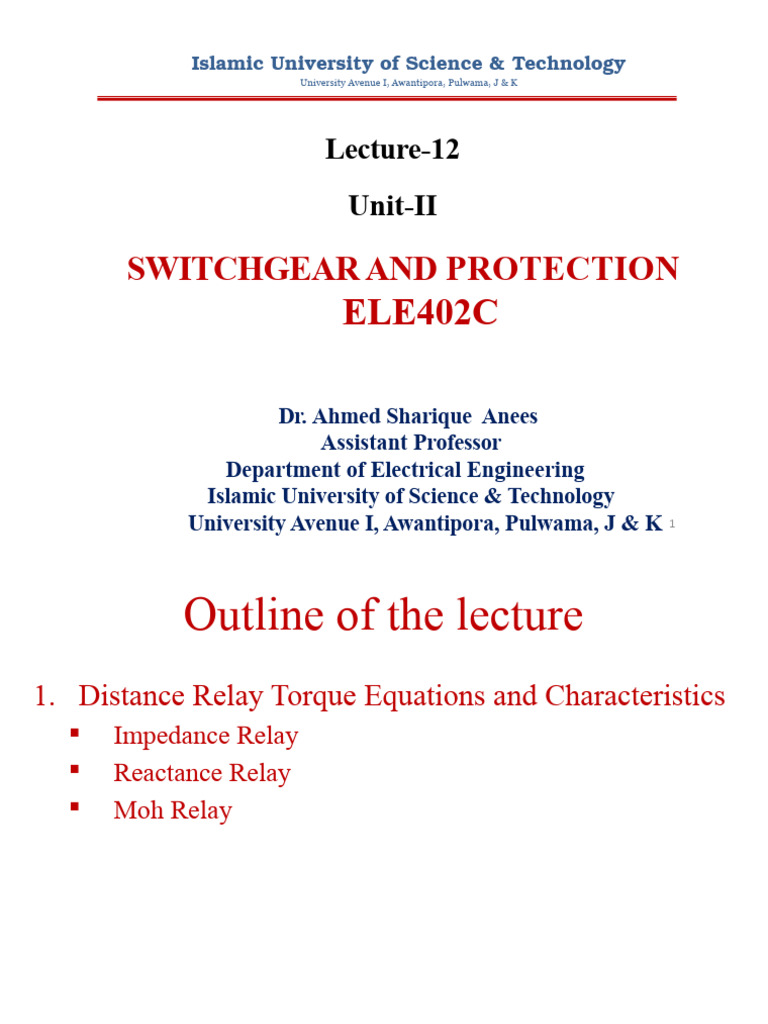 Lecture 12- Distance Relay | PDF