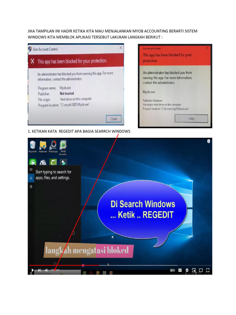 Cara Membuka Myob Yang Di Blok Windows | PDF | Pengelolaan Keuangan & Uang | Komputer