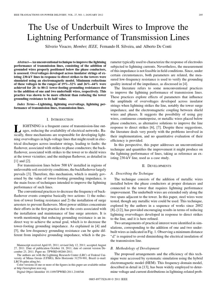 The Use of Underbuilt Wires To Improve T | PDF | Insulator (Electricity ...