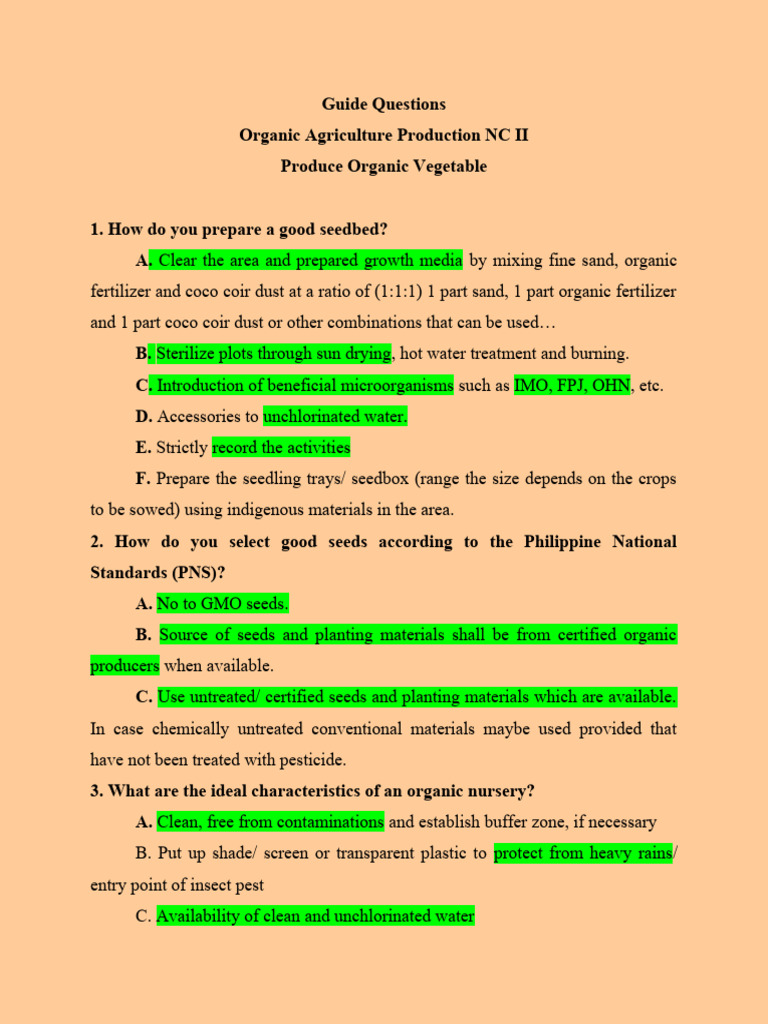 OAP Guide Questions | PDF | Soil | Compost